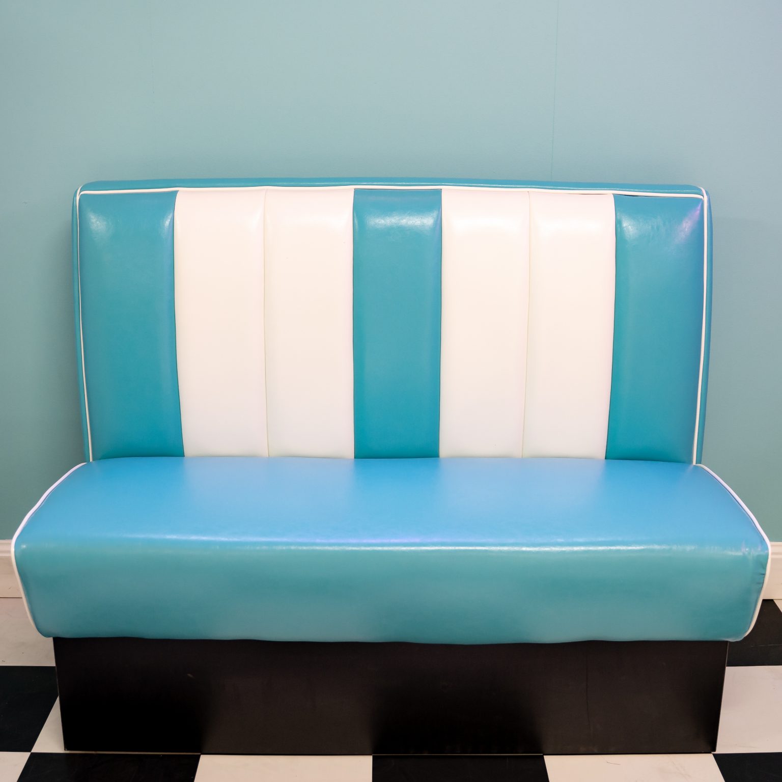 American Retro Diner Booth - Two Seater - Blue & White - Man Cave Madness