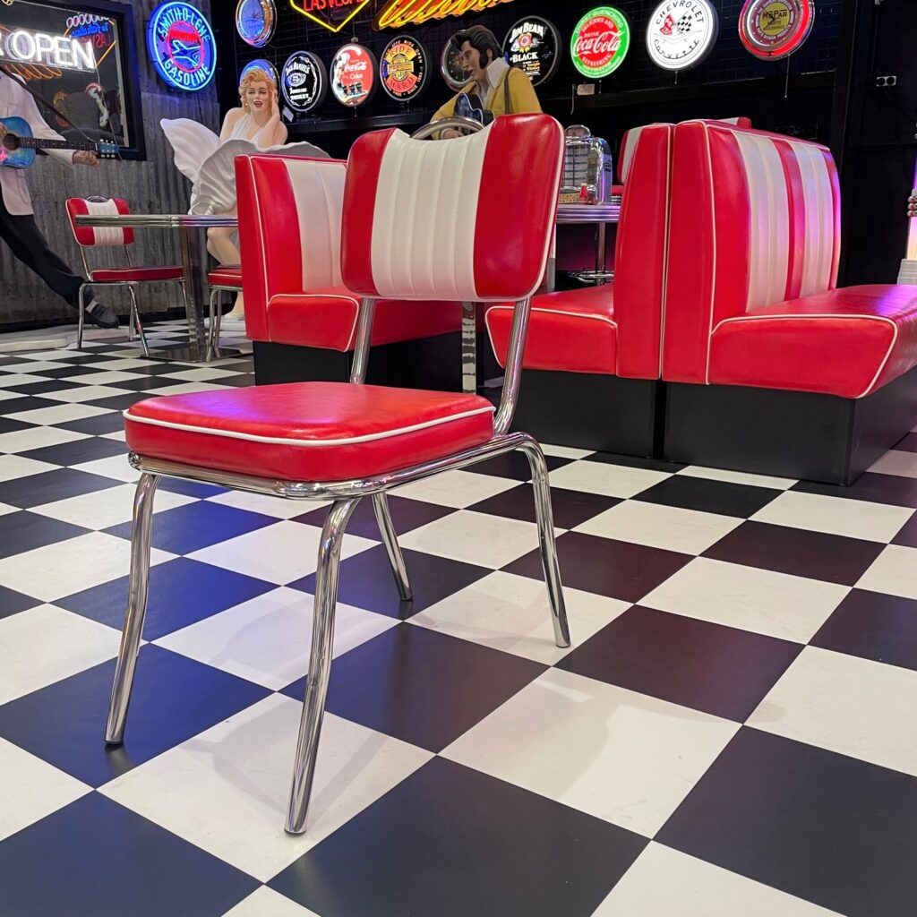 American Retro Red & White Diner Chairs with Table - Man Cave Madness