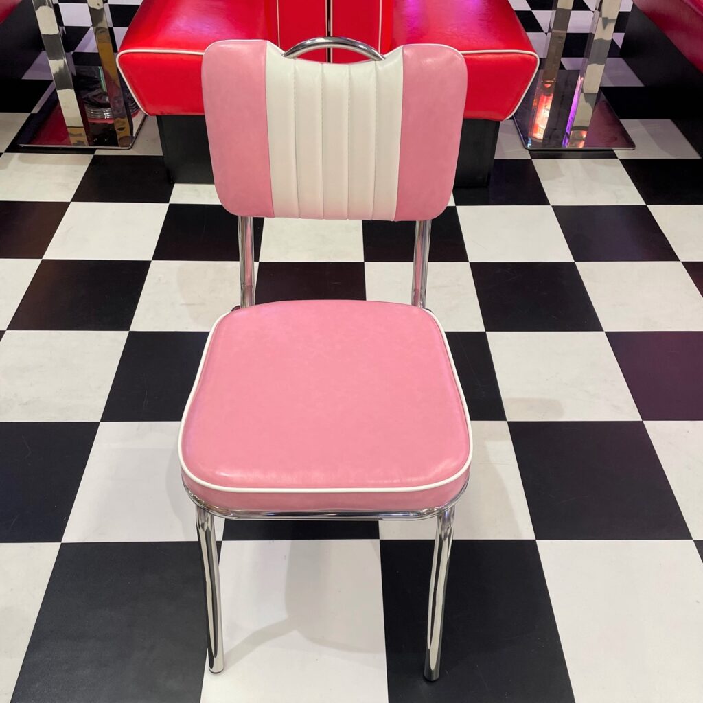 American Retro Pink & White Diner Chairs with Table - Man Cave Madness