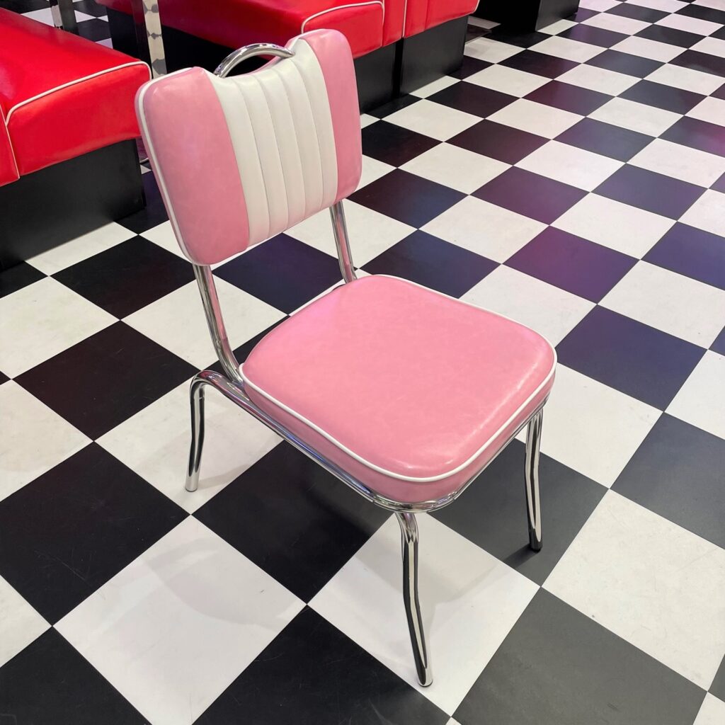 American Retro Pink & White Diner Chairs with Table - Man Cave Madness