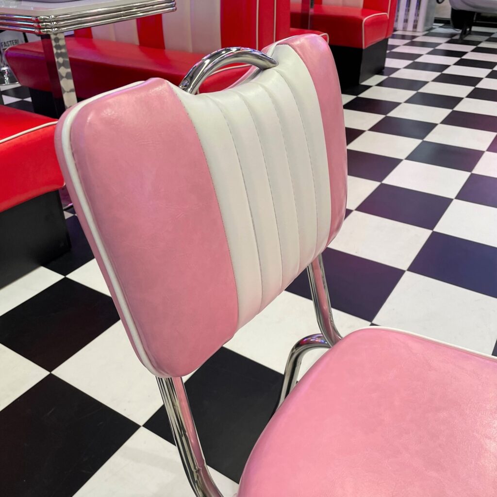 American Retro Pink & White Diner Chairs with Table - Man Cave Madness