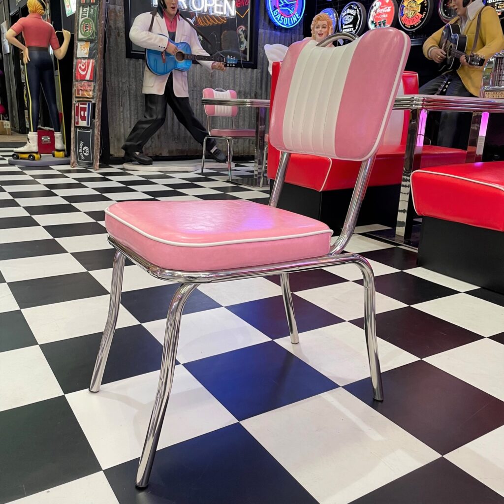 American Retro Pink & White Diner Chairs with Table - Man Cave Madness