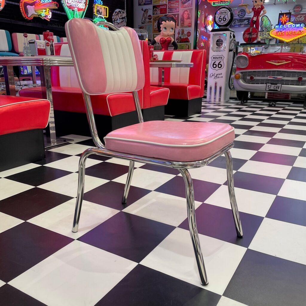 American Retro Pink & White Diner Chairs with Table - Man Cave Madness