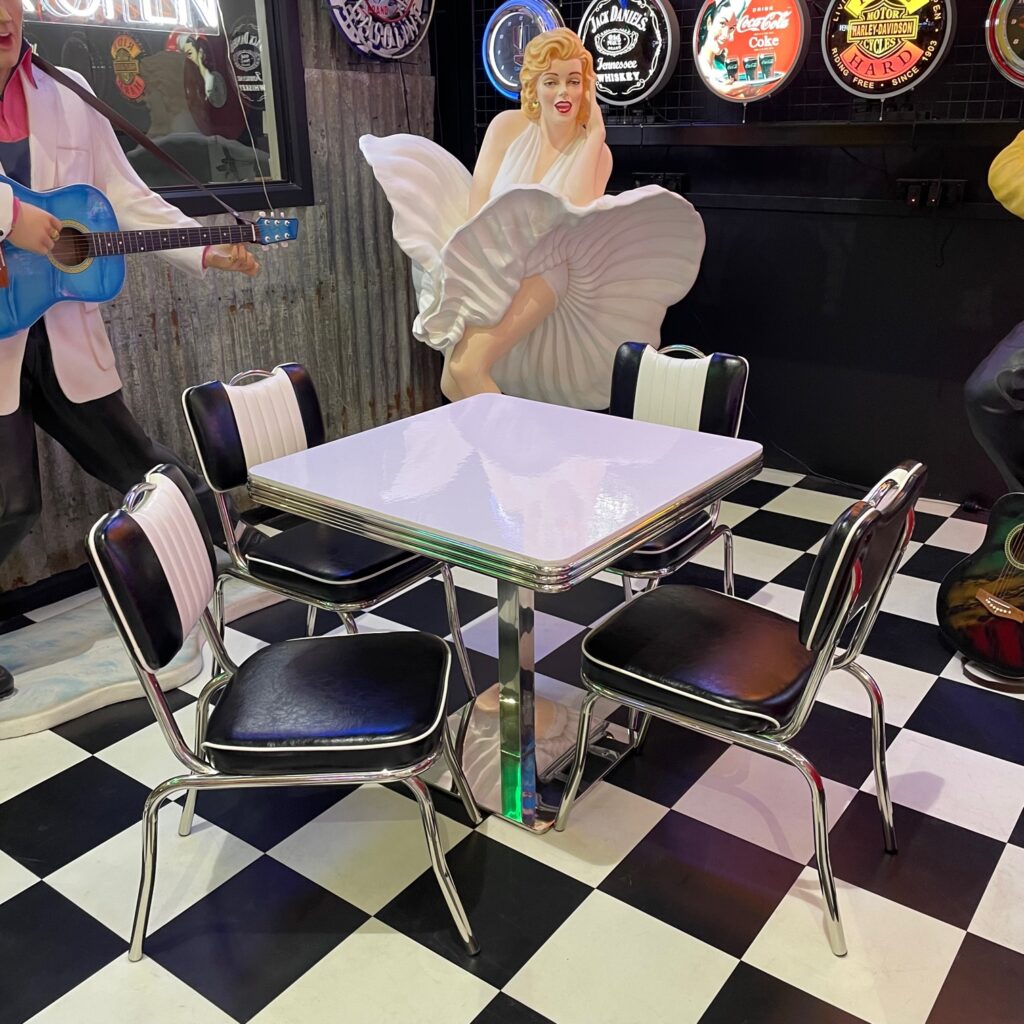 American Retro Black & White Diner Chairs with Table - Man Cave Madness