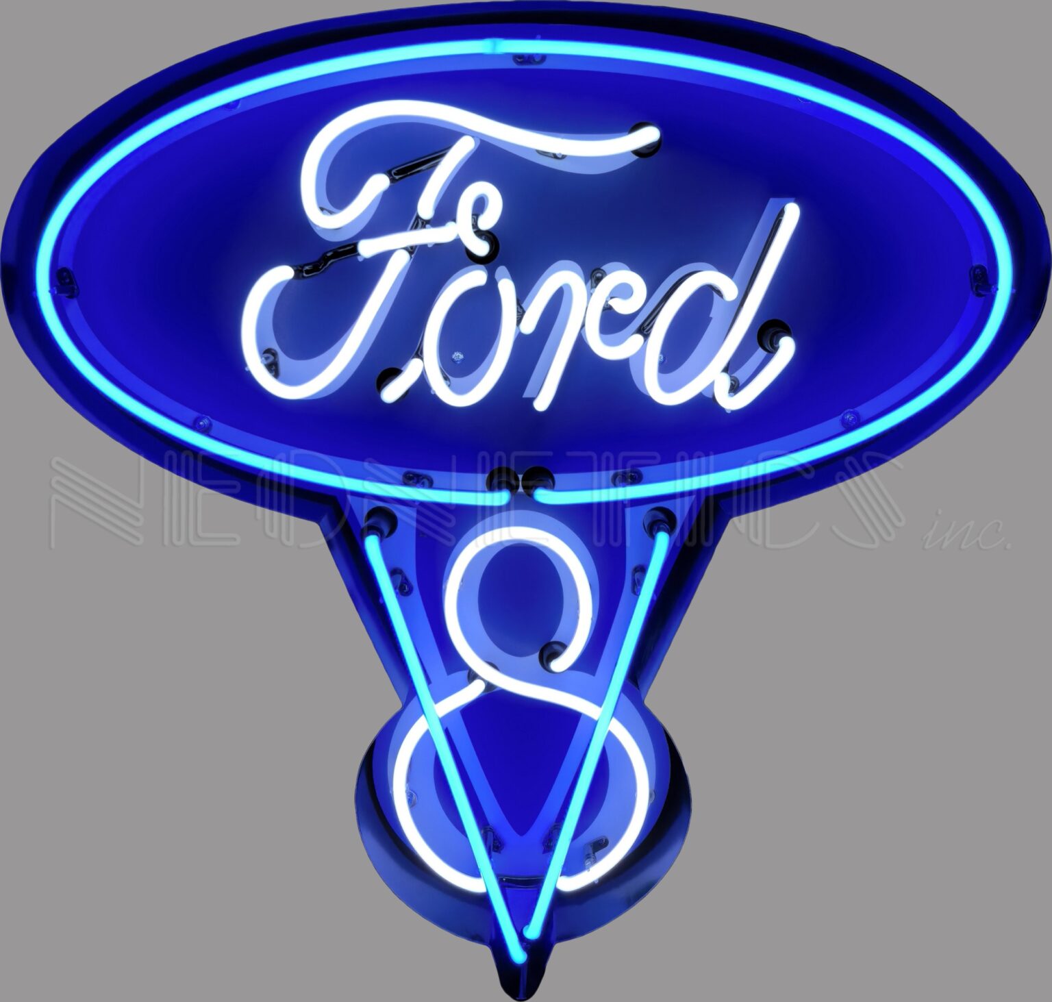 Ford V8 Neon Sign in Steel Can - Man Cave Madness